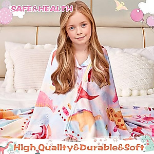 Cloele Dinosaur Blanket for Girls Pink Throw Toddler Blanket Unique Dinosaur Gifts for Kids and Teens - 50" x 60" Tie Dye Dino Flannel Blanket Soft Cozy Dinosaur Room Decor Blanket for Couch Sofa Bed