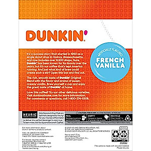 Dunkin' French Vanilla Flavored Coffee, 22 Keurig K-Cup Pods