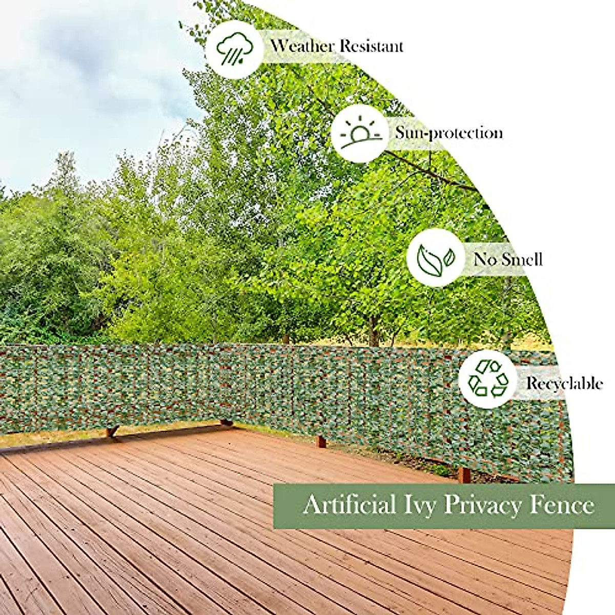 Giantex Artificial Faux Ivy Privacy Fence, 118"x59" Artificial Hedge Faux Ivy Vine Leaf Greenery Wall Screen, Decorative Trellis Fence Covering for Outdoor Porch Garden Patio