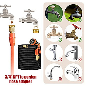 Solid Brass Garden Hose Adapter, 3/4" NPT Male Connector x 1”GHT Female Garden Hose, 1 Inch Male Pipe Fittings Thread to 1.3 Inch Female Garden Hose Thread, with Rubber Gasket and Sealant Tape