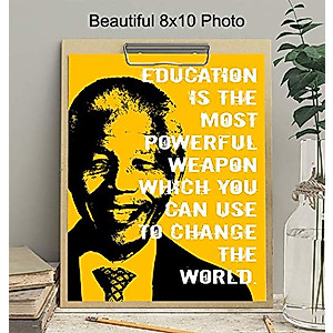 Nelson Mandela Poster, 8x10 - Classroom Decor - Inspirational Quotes Wall Art - Teacher Gifts - School Decorations - Motivational Wall Decor - Nelson Mandela Wall Art - Positive Quotes for Kids