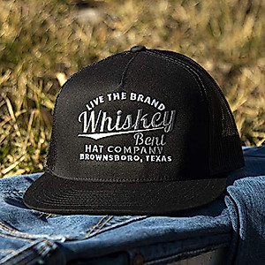 WHISKEY BENT HAT CO. The Cali Adjustable Snapback Western Lifestyle Trucker Hat, High Profile (US, Alpha, One Size, Black)