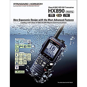 Standard Horizon HX890 Handheld VHF Navy Blue - Floating 6 Watt Class H DSC Two Way Radio