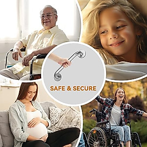 AmazerBath Shower Grab Bars for Bathtubs and Showers, Handicap Grab Bars for Shower Anti Slip, Shower Grab Bars for Senior for Wall Stainless Steel, Holds up to 500LBs, 12"L x 1"D, Brushed Nickel