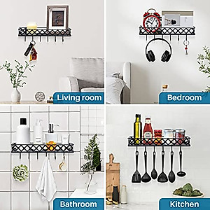 HOMERACK Key Holder for Wall, 6 Key Hooks, Wall Mount Key Rack with Mail Organizer, Metal Key Hanger for Entryway, Hallway, Office, Black