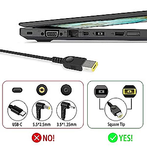 ​New Slim 20V 6.75A 135W AC Adapter Fit for Lenovo Thinkpad X1 P1 P15v T15p ThinkPad T440P T470p T540p Ideapad 3 700 L340 Legion Y50 Y520 Y530 Y7000P ADL135NDC3A ADL135NDC2A 135W Lenovo Charger