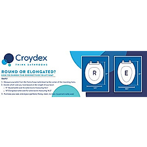 Croydex WL800722AZH Stick Tight No More Movement Sticky Grip Pad Technology Elongated, Soft Close and Quick Release, White, Molded Wood Toilet Seat