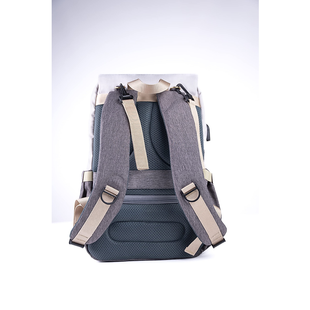 EVE'S BABY Diaper Backpack – Multifunctional Diaper Bag Organizer for Newborn Essentials – Convenient Pockets and Adjustable Straps – Fits Newborn Essentials, Clothes – Stylish Grey and Beige