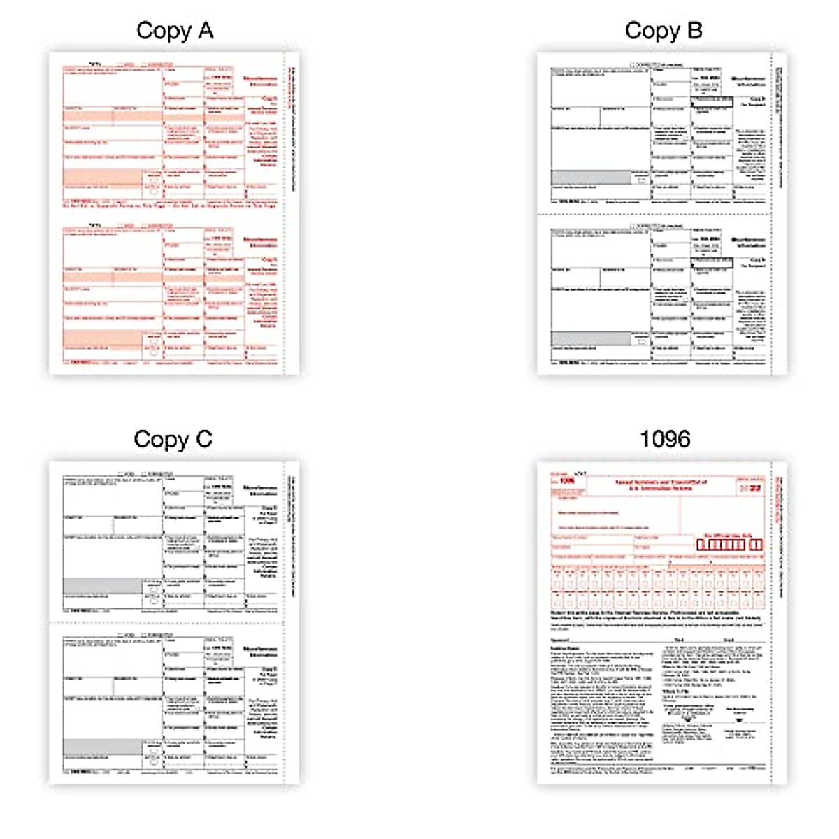 Office Depot® Brand 1099-MISC Laser Tax Forms with Software, 4-Part, 2-Up, 8-1/2" x 11", Pack of 25 Forms