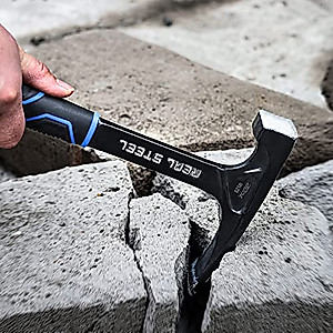 Real Steel Ultra Rock Pick Hammer 20 oz One Piece Steel Chipping Brick Masonry Hammer with Rubber Grip for Geological Study and Rock Hounding 0523