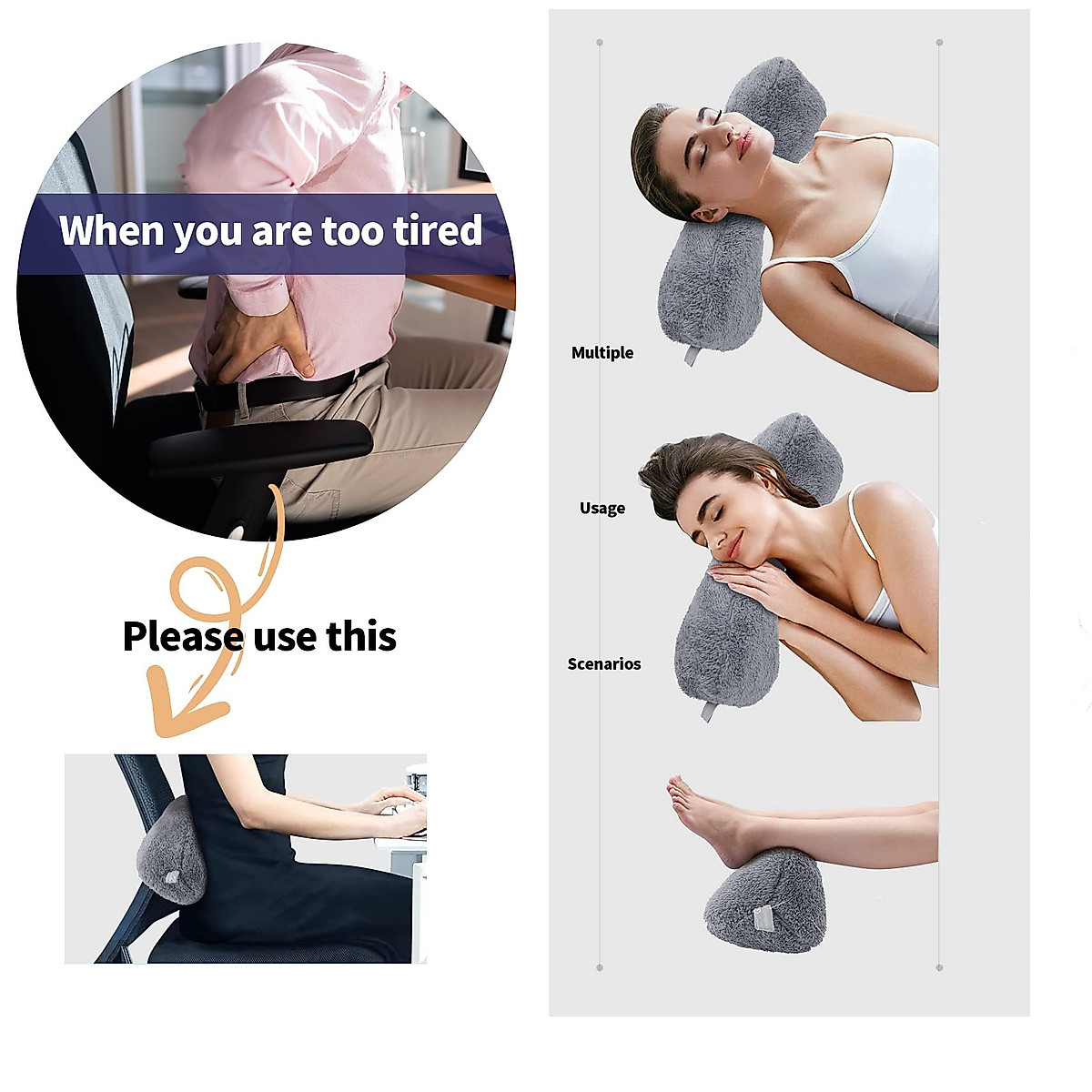 VCOMSOFT Grey Recliner Headrest Pillow, Head Pillow for Recliner Chair, Head Pillow for Sofa, Recliner Neck Pillows, Recliner Neck Pillow, Bone Neck Pillow, Couch Neck Pillow