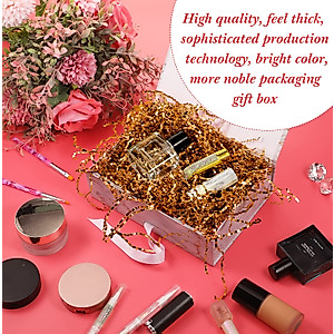 Outus Crinkle Cut Paper Shred Filler Shredded Paper for Gift Box Crinkle Paper Metallic Shredded Crinkle Cut Paper Easter Grass Tissue Paper for Wedding Birthday Wrapping Boxes Bags (Gold, 1 LB)