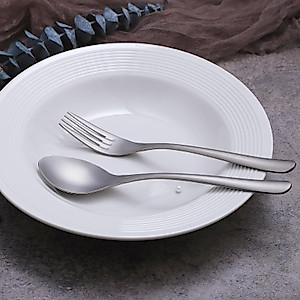 Zerophilo Titanium Cutlery Set, Lightweight Flatware, Modern Design, Dishwasher Safe, Service for 1 (2)