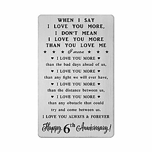 CPLJW 6 Year Anniversary Card Gifts for Her, 6th Sixth Romantic Wedding Anniversary Wallet Card Gifts