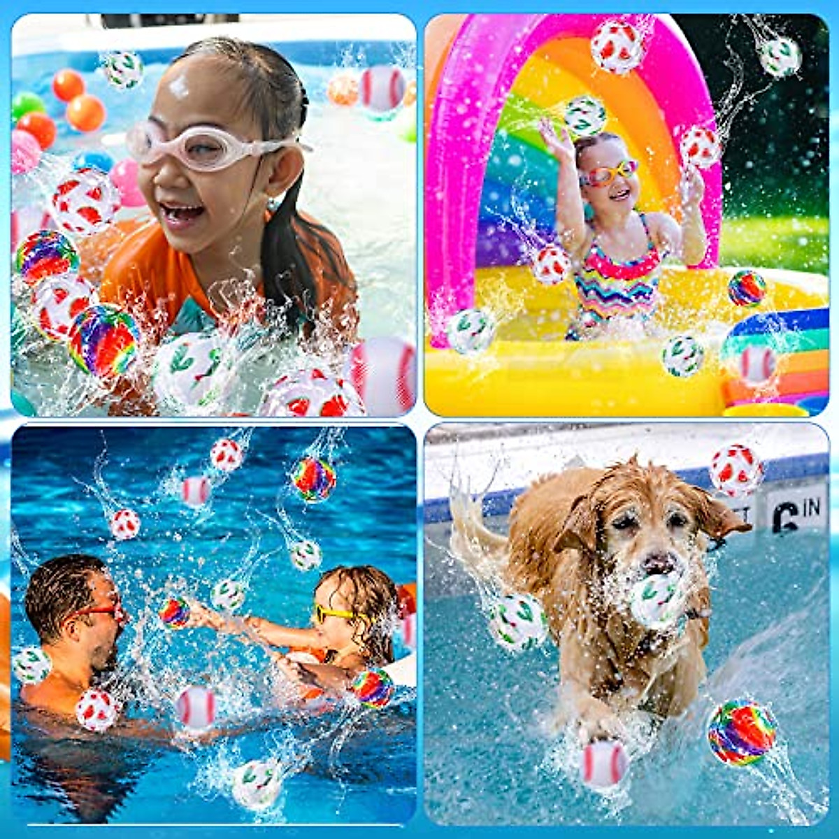 Sratte 64 Pcs 3 Inch Water Balls Water Absorbent Ball Pool Balls Children Pool Water Balls Water Fight Soft Balls for Children Adults Pool and Beach Favors Toys Summer Outdoor Games