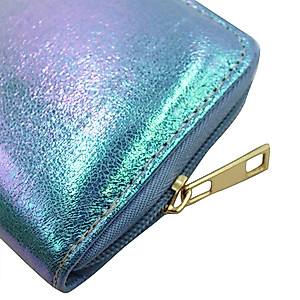 LEOMOSTE Holographic Wallet Shiny Mermaid Purse Money Clip Mini Evening Clutch Bag Rainbow Card Holder
