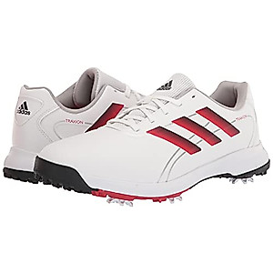 adidas Men's Traxion LITE MAX Wide Golf Shoes, Footwear White/Core Black/Vivid Red, 14