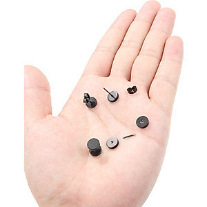 Prjndjw 12 Pairs 20G 18G Surgical Steel Flat Top Stud Earrings Set for Women Men Helix Tragus Barbell Stud Earrings Piercing Jewelry Mix Sizes 3mm 4mm 5mm 6mm 7mm 8mm Black