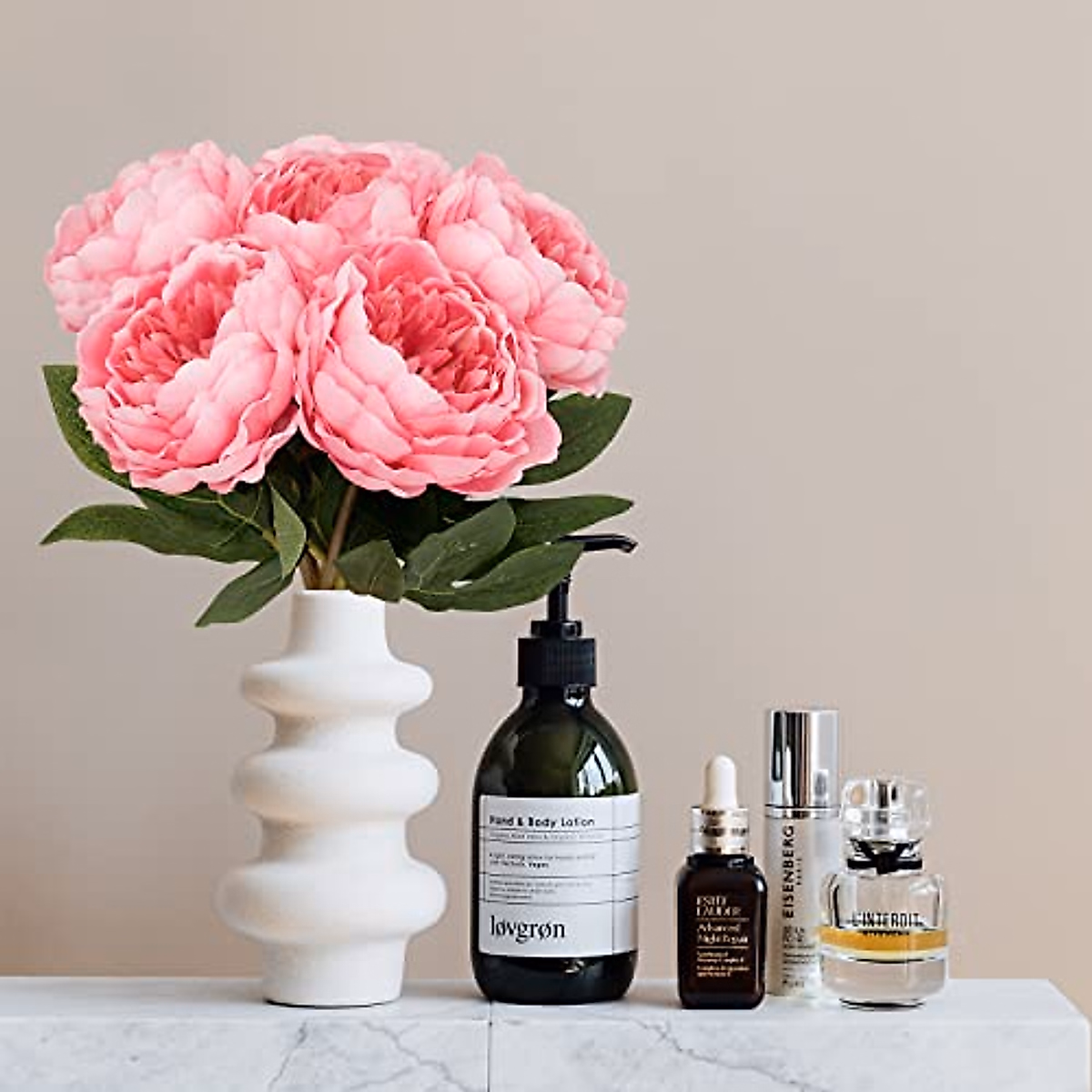 Softflame Artificial/Fake/Faux Flowers - Peony Hot Pink 6PCS for Wedding, Home, Party, Restaurant (850923)