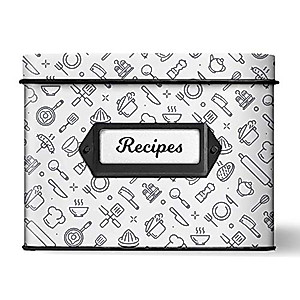 Kitchen Storage Accessories recipe box | recipe box with cards | decorative tin box | recipe box includes 24 cards and 12 dividers | gift box | recipe card box