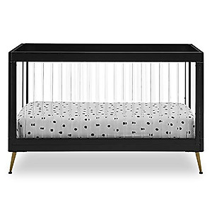 Delta Children Sloane 4-in-1 Acrylic Convertible Crib - Includes Conversion Rails, Black w/Melted Bronze
