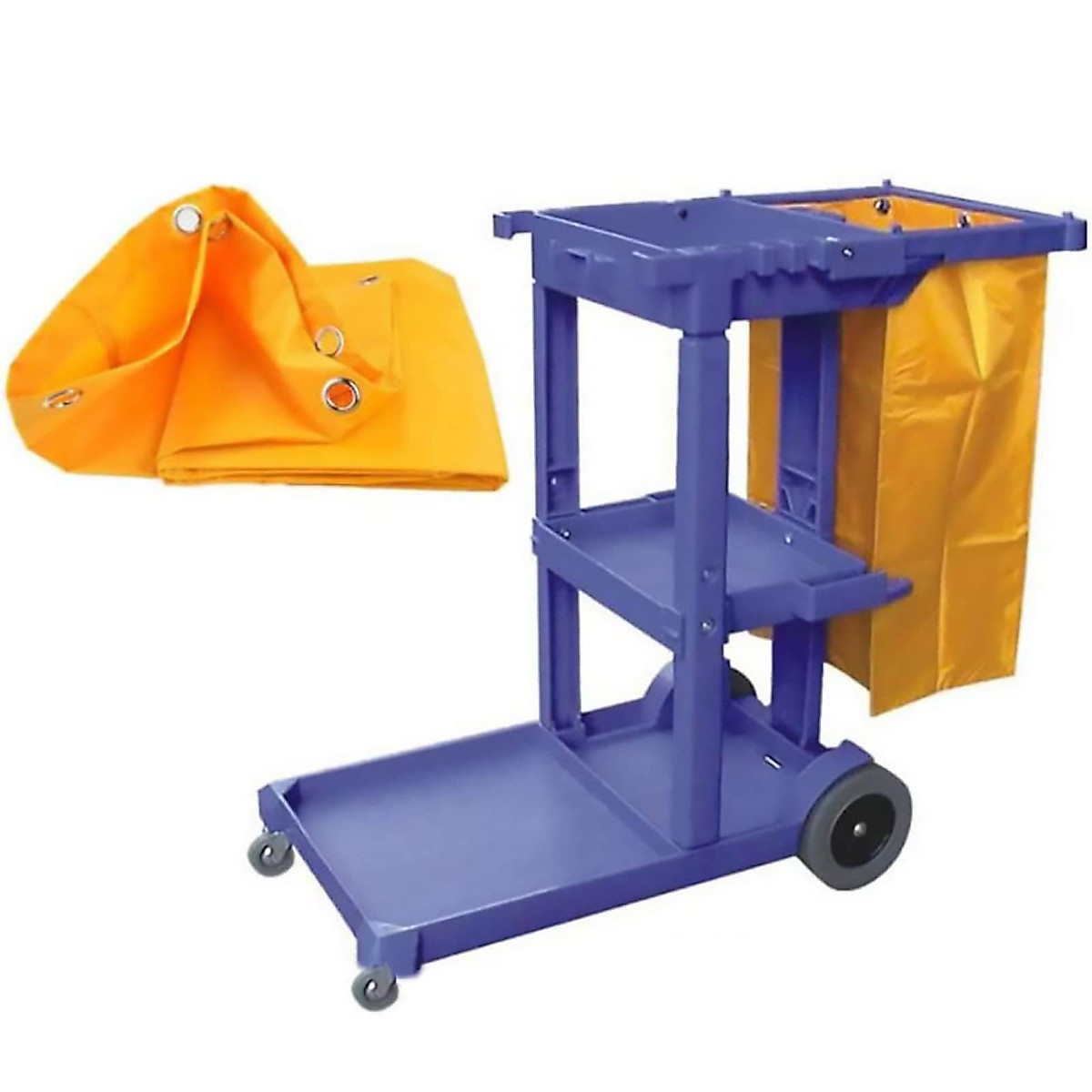 Replacement Janitorial Cart Bag, High Capacity Waterproof Thickened Housekeeping Commercial Janitorial Cleaning Cart Bag with 6 Brass Grommets - 25 Gallon (Yellow)