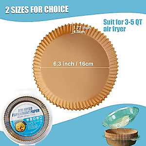 Air Fryer Disposable Paper Liner,100pcs Air Fryer Liners Unbleached Parchment Paper Sheets Round for Baking, Non-stick Airfryer Parchment Liners Natural Color for 3-5 QT Air Fryer (6.3 Inch)
