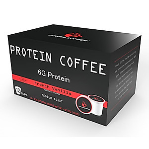 POWER COFFEE Protein Coffee, French Vanilla, 6g Protein, 100% Columbian Coffee, 12 Single Serve K-Cups