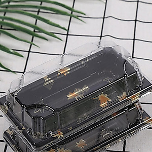 Luxshiny 50Pcs Sushi Trays with Lids, Disposable Sushi Packing Box Sandwich Boxes Fruit Cake Carry Out Container Take Out Boxes