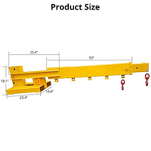 TROPOW Fork Mounted Adjustable Hoist Jib Boom Crane, Adjustable Telescopic Forklift Jib Boom Crane with Two 3 Tons Swivel Hooks, 6000 LBS Lift Capacity Forklift Crane for Warehouse or Factories