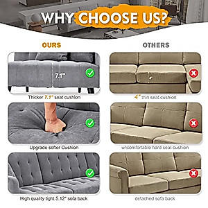 GYUTEI 100" Convertible Sectional Sofa Bed, Modern Linen 3-seat L-Shaped Couch with 3 Angle Adjustable Backrest, Upgrade Soft Cushion & Sturdy Construction for Living Room and Apartment (Dark Gray)