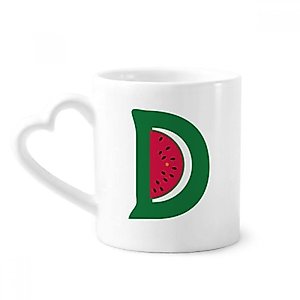 D Alphabet Watermelon Fruit Cute Pattern Mug Coffee Ceramic Drinkware Glass Heart Cup