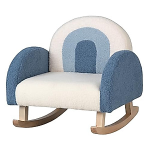 HOMGX Kids Rocking Chair, Toddler Couch with Solid Wood Base & Non-Slip Pads, Kids Rocking Sofa with Plush Fabric, Cute Children Rocker Armchair in Playroom, Nursery, Bedroom