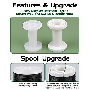 330 Yards FIVEIZERO Extra Strong Upholstery Thread,Black Bonded Nylon Thread for Denim Leather,Craft,Machine,DIY and Home (2 Pack) CJ