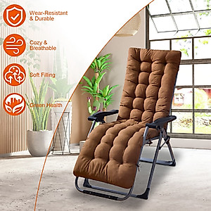 iMounTEK Lounge Chair Cushions 67x22x4in Thickened Padding Chaise Lounger Cushion Recliner Rocking Chair Sofa Mat Pad Chair Cushion for Indoor Outdoor Furniture, Zero Gravity Chair Cushion/Coffee