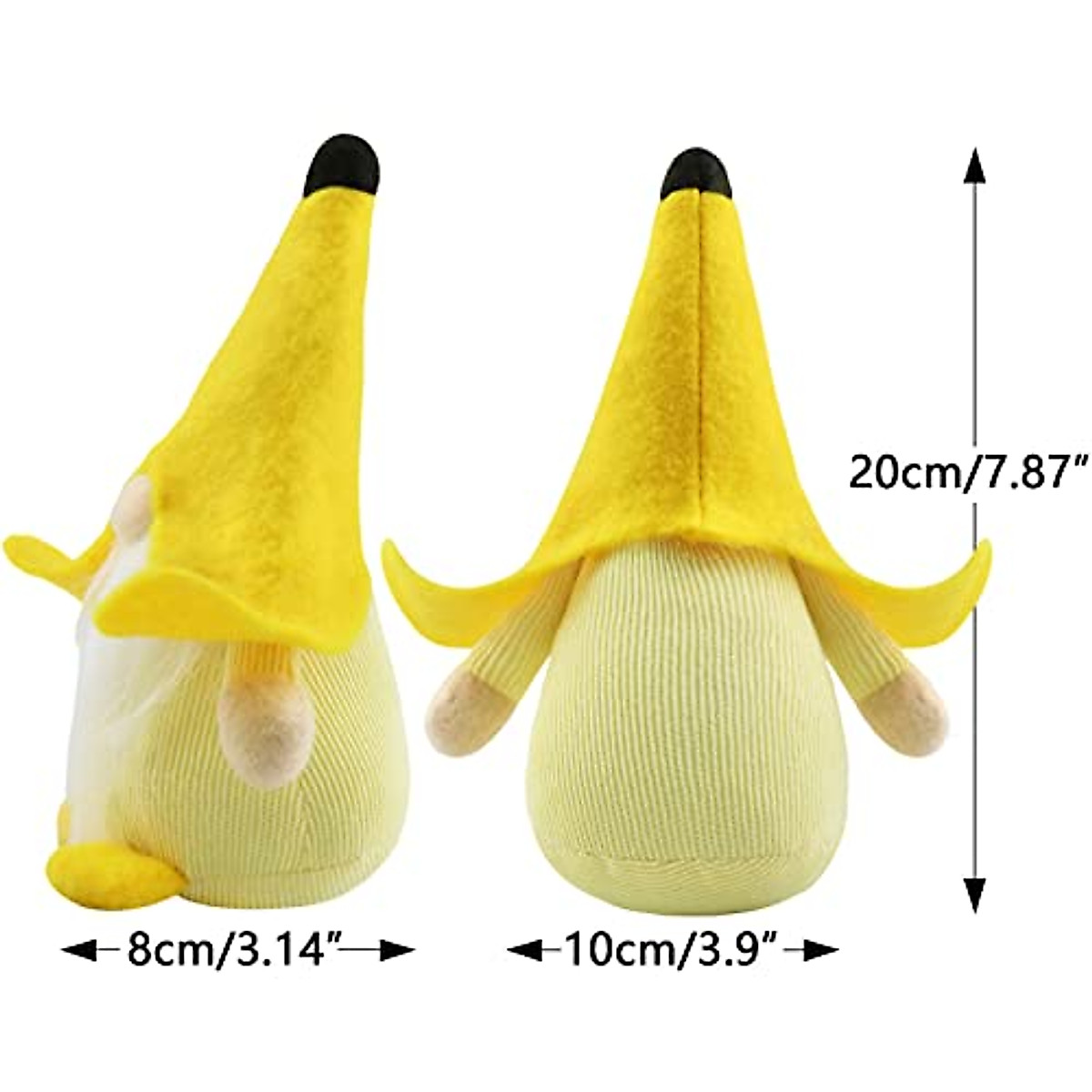Godeufe Set of 2 Summer Gnomes Plush Banana Spring Decorations Gift Fresh Fruit Handmade Elf Dwarf Figurines for Home Farmhouse Tiered Tray Holiday Festival Party Scandinavian Tomte (Banana)