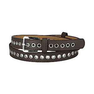 Allegra K Women Grommet PU Leather Belt Metal Pin Buckle Skinny Plus Size Waist Belts for Jeans Dress Fit waist up to 104cm/41 Coffee