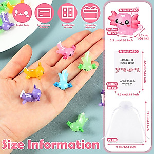 Simgoing 150 Pcs Employee Appreciation Gifts Bulk Include 50 Mini Axolotl Resin Figurine Axolotl Pun Inspirational Thank You Note Cards 50 Organza Bags for Staff Coworkers Office Gifts Party Favors