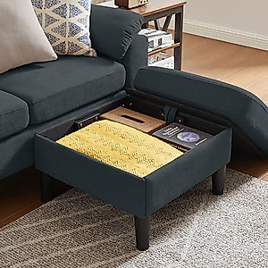 Pingliang Home 79" Convertible Sectional Sofa, Small L Shaped 3-Seat Couch with Reversible Chaise, Modern Linen Sofas Couches for Living Room, Apartment and Small Space, Dark Grey