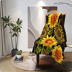 Sunflower Blanket Flower Soft Throw Blanket Bright Yellow Warm Lightweight Blankets Sunflower Gifts for Women Small Travel Plush Blanket for Bed Sofa Living Room Decor 40x50inch