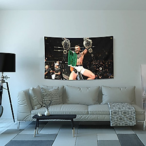 Conor McGregor Boxing Flag Funny Poster Durable Man Cave Wall Flag with Brass Grommets 3x5 Feet Flag for College Dorm Room Decor,Outdoor,Bedroom, Parties gifts, travel, filming,events,festivals..