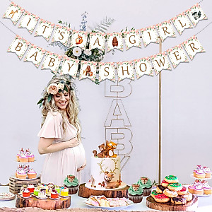 Woodland Baby Shower Decorations Woodland It’s a Girl Baby Shower Banner - Forest Animal Garland for Woodland Creatures Baby Shower Decoration Supplies