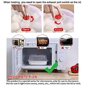 𝗠𝗶𝗰𝗿𝗼𝘄𝗮𝘃𝗲 𝗦𝘁𝗲𝗮𝗺𝗲𝗿 𝘄𝗶𝘁𝗵 𝗟𝗶𝗱 𝗮𝗻𝗱 𝗧𝗿𝗮𝘆, Microwave Bowl, Large Square Drain Basket, Vegetable Storage Plate, Kitchen Microwave Cookware Supplies, Food Container