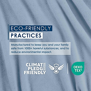 Martex 1B06870 Super Soft Fleece Lightweight Reversible Cozy Warm Sofa Blanket Low Lint Luxury Hotel Style All Seasons Layering Solid Pet Friendly Queen Size Bed and Couch Blankets, Full Queen, Blue