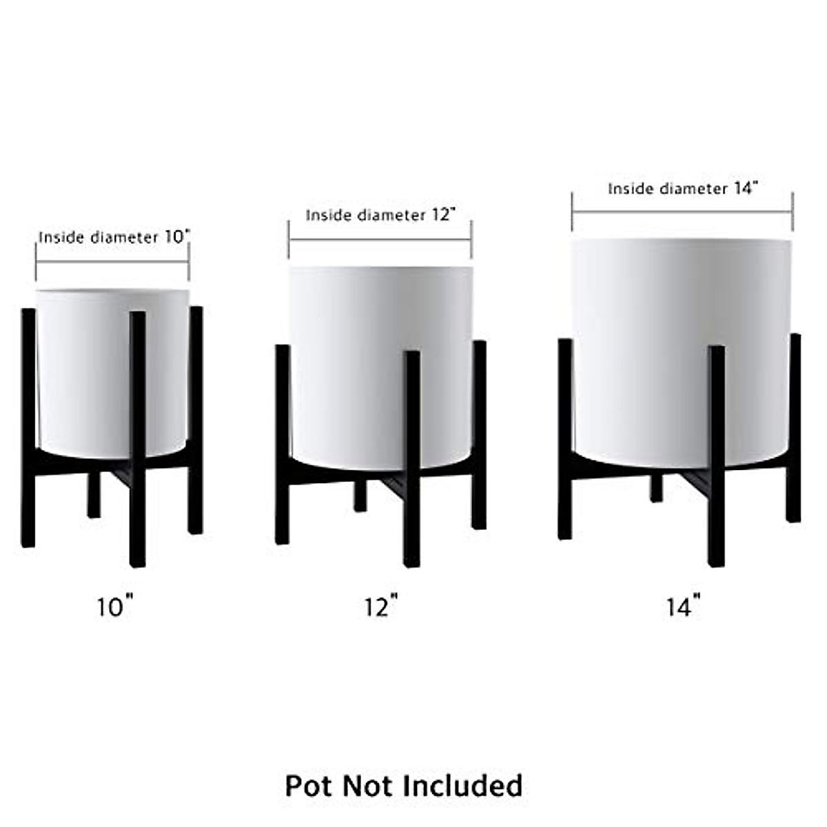 FaithLand Mid Century Plant Stand Indoor Outdoor(Plant Pot Not Included), Hold Up to 14 Inch Planter, Metal Planter Stand, Potted Plant Holder, Black - Fits Snake Plant - Upgraded Design