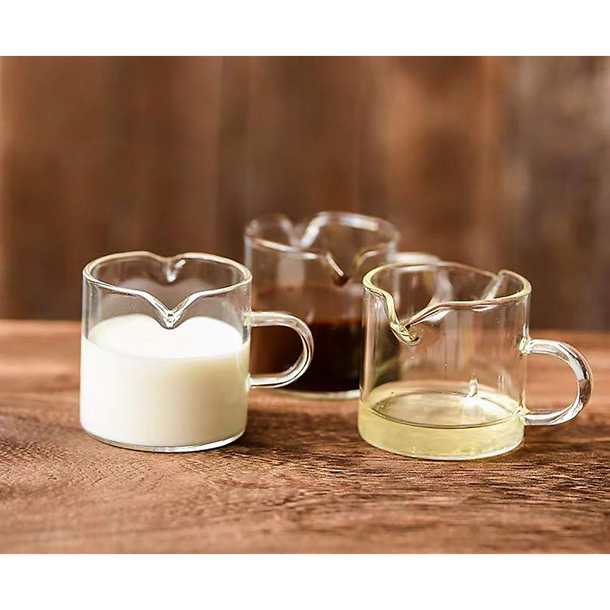 BCnmviku Shot Glasses Espresso Parts Double Spouts Milk Cup Clear Glass (Clear Glass-2Pack)