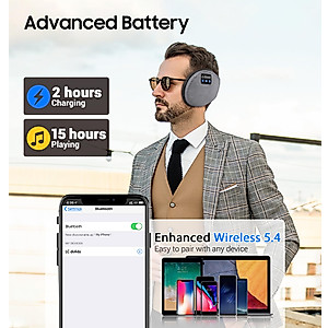 LC-dolida Bluetooth Earmuffs for Winter Women Men, Ear Warmers Headphones Ear Muffs Fluffy with Music HD Speakers Calling for Outdoor Winter Running Cycling Camping, Ice Fishing Skating, Walking Dog