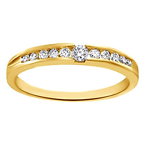 AFFY White Natural Diamond Channel Set Engagement Wedding Ring 14K Solid Yellow Gold (0.25 Cttw)