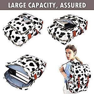 Malaxlx Cow Print Bookbag for Teen Girls Boys, College School Student Laptop Backpack for Womens