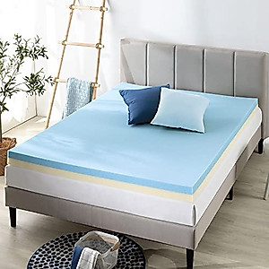 ZINUS 4 Inch Green Tea Cooling Gel Memory Foam Mattress Topper / Cooling Gel Foam / Pressure-Relieving Design / CertiPUR-US Certified, Full